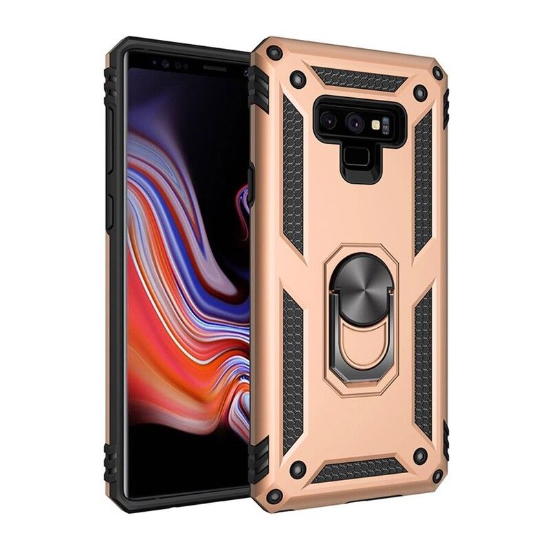 Samsung Galaxy Note 9 Kılıf Gold Panzer Yüzüklü Kılıf