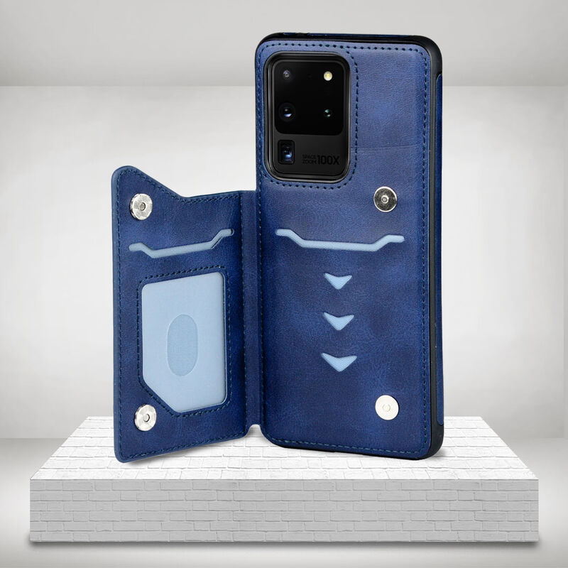 Samsung Galaxy S20 Ultra Kılıf Kırmızı Zebana Gorra Cüzdanlı Kılıf